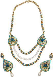 Akshada Creation Alloy Gold-plated Blue Jewellery Set Price in India ...