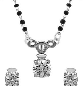 Shiyara JEWELLS Sterling Silver Rhodium White Jewellery Set Price in ...
