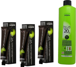 L'Oréal Paris INOA Ammonia Free Permanent Colour 4.3 Golden Brown(3 ...