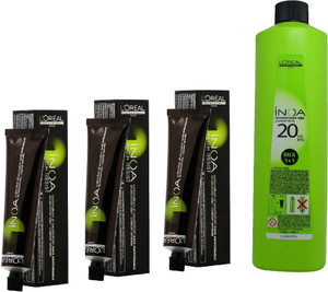 L'Oréal Paris INOA Ammonia Free Permanent Colour 2 Darkest Brown(3 tube ...