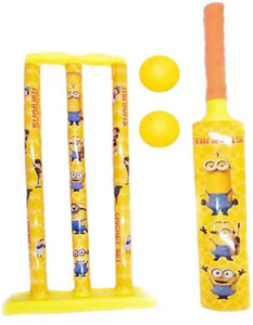 Montez Yellow Cartoon Print Cricket Bat Ball Kit - Yellow Cartoon Print ...