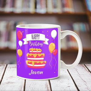 HUPPME Happy Birthday Javon White ceramic mug Ceramic Coffee Mug Price ...