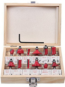 Indo 6.35mm 12 PCS MULTI SHAPES ROUTER/TRIMMER BIT SET COMBO WITH ...