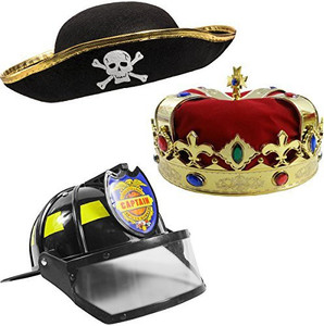 Generic Dress Up Hats For Kids - 3 Costume Hats , King Crown , Pirate ...