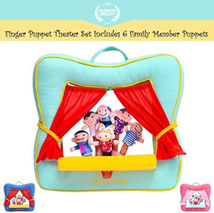 BETTERLINE Finger Puppet Theater Stage - Set Includes 6 Finger Family ...