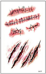 DALUCI Temporary Halloween Zombie Scars Tattoos With Fake Scab Bloody ...