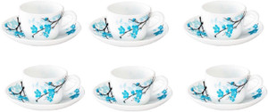 Larah by Borosil Pack of 12 Bone China Larah Mimosa Cup and Saucer Set ...