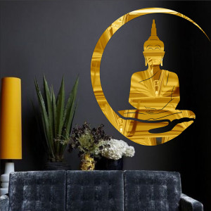 LOOK DECOR 90 cm Buddha Meditation Golden Code6 Self Adhesive Sticker ...