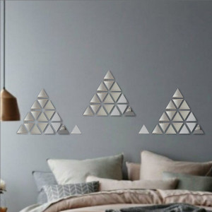 LOOK DECOR 90 cm Triangle Silver (pack of 50) 3 Self Adhesive Sticker ...