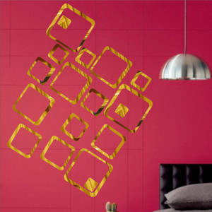LOOK DECOR 90 cm 18 Square Golden (Pack of 18) 5 Self Adhesive Sticker ...