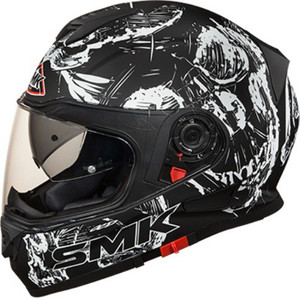SMK Twister Designer Full Face Helmet Skull Graphic (MA210), Black and ...