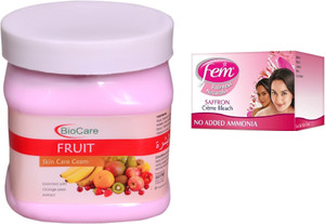 Fem Saffron Crème Bleach 64g and Biocare Fruit Cream 500ml Price in ...