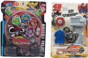 CIVIL 5 in 2 Beyblades Metal Fighter Fury Metal Fight Ring and Handle ...