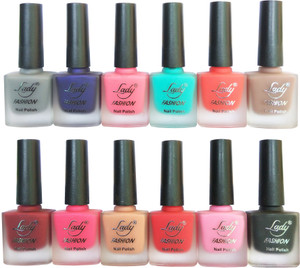 Lady FASHION Velvet Matte Nail Polish (Set of 12 Nail Polish) Red,Grey ...