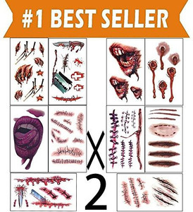 Dream Loom 20 Pcs Halloween Zombie Scars Vampire Tattoo Wounds ...
