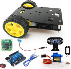 Kit4Curious 2 WD DIY Arduino Robot complete Kit with ultrasonic, servo ...