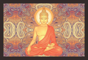 Mad Masters Mad Masters Sitting Buddha over ornate mandala round ...