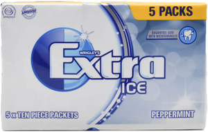 Wrigleys Extra Ice Peppermint Gum - 5 Packs (5x10pc) Ice Peppermint ...