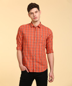 LP LOUIS PHILIPPE Men Checkered Casual Orange, Grey Shirt - Buy Orange ...