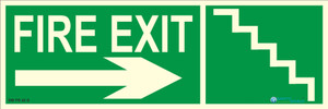 Safety World Fire Exit Right Side Direction With Steps Sign Night Glow ...