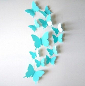 SYGA 12 Pcs 3D Decorative Sky Blue Butterfly Wall Stickers Pack of 12 ...