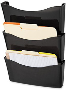 Rubbermaid Unbreakable Expandable Three-Pocket Wall File Set, Smoke ...