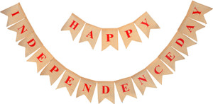 FLORENCE CREATIVE Natural jute Independence day banner decoration ...