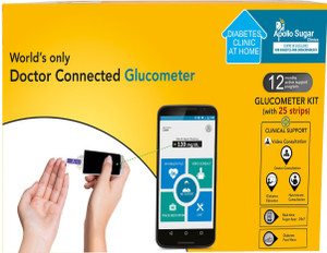 APOLLO SUGAR SMART GLUCOMETER PREMIUM HOME CARE KIT ( FREE PAIR OF ...