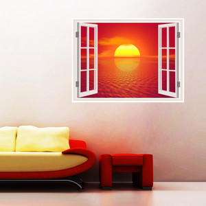 Day Decals 46 cm Red Sky Sunset Window Sticker (Cover Area :- 24 x 18 ...