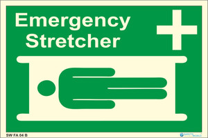 Safety World First Aid Sign-Emergency Stretcher Worded-With Medical ...
