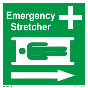 Safety World First Aid Sign-Emergency Stretcher Worded-With Medical ...