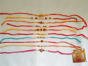 Combo of 10 Assorted Rakhi in Different Designs and Colors for Brother ...
