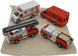 SanAndCo Set of 4 Toy Emergency 911 Vehicles with Pullback Action ...
