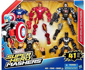 Hasbro Marvel Super Hero Mashers With Captain America, Iron Man, Black ...
