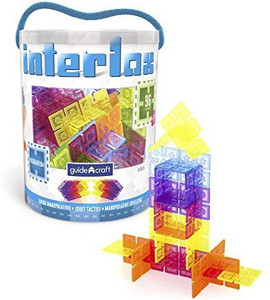 Guidecraft Interlox Squares - 96 Piece Set Interlocking Construction ...