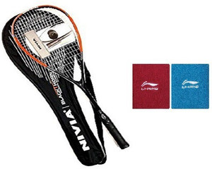 NIVIA Combo of Three, one 'Black Thorn' Squash Racquet and one pair of ...