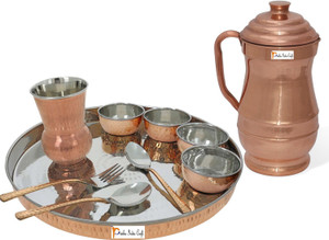 Prisha India Craft Copper Indian Traditional Dinnerware Stainless Steel ...