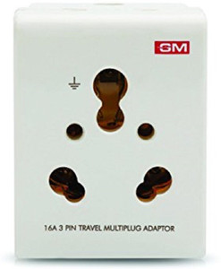 GM 3050 16A 3-Pin Multiplug (Pack of 2), Worldwide Adaptor White ...