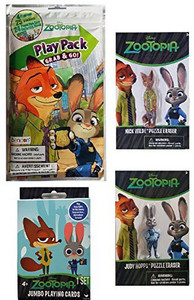 Combined Zootopia Activity Gift Set Bundle of 4: 1 Jumbo Playing Card ...