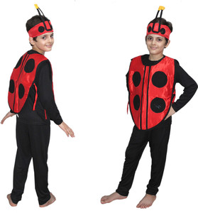 KAKU FANCY DRESSES Lady Bird Insect Costume -Red & Black, 5-6 Years ...