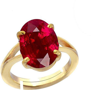 Jaipur Gemstone Ruby Ring With Natural Manik Stone Ruby Gold Plated ...