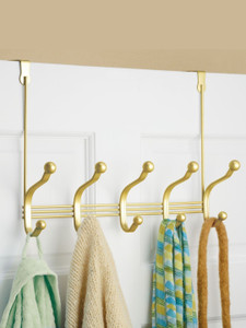 INTERDESIGN York Lyra Wardrobe Storage with 5 Double Hooks Hook Rail 10 ...