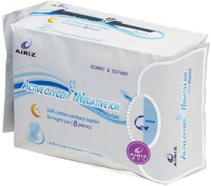 AIRIZ Active Oxygen & Negative Ion Relax Soft Cotton sanitary napkin ...