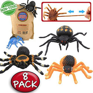 ValeforToy Spider Toy,5 inch Realistic Black Rubber Spiders Toys Set(8 ...