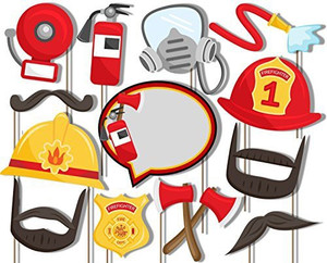 Birthday Galore Fire Fighter Photo Booth Props Kit - 20 Pack Party ...
