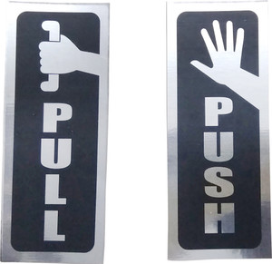 signEver Push Pull Metallic Silver Color Sign Sticker For Glass Door ...