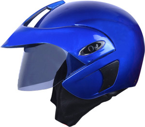 AutoVHPR Blue Colour Open Face Helmet with Peak ISI Certified Motorbike ...