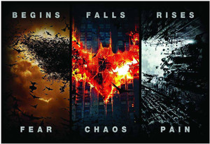 Batman Trilogy Begins Falls Rise Fear Caos and Pain Poster A4 Paper ...