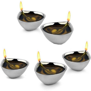 Meenamart Double Walled Stainless Steel Diya Stainless Steel (Pack of 5 ...