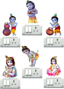 Happy Walls 35 cm Baby krishna switchboard stickers Self Adhesive ...